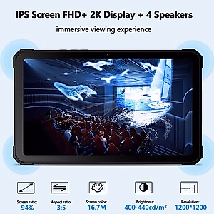 FOSSIBOT 2023 Latest Android 13 Tablet, 10.4Inch Octa-Core Rugged Tablets 16+256GB/1TB 11000mAh Battery, 1200x2000 IPS FHD+ Display+48MP Camera, Fast Charging/WiFi/Dual SIM/Bluetooth/GPS/OTG