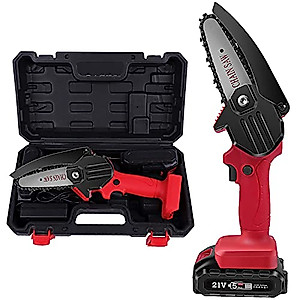 Mini Chainsaw, Cordless Portable Electric Chainsaw with 2 Battery and Chain, 4-Inch Handheld Pruning Shears Chainsaw for Tree Branch Wood Cutting