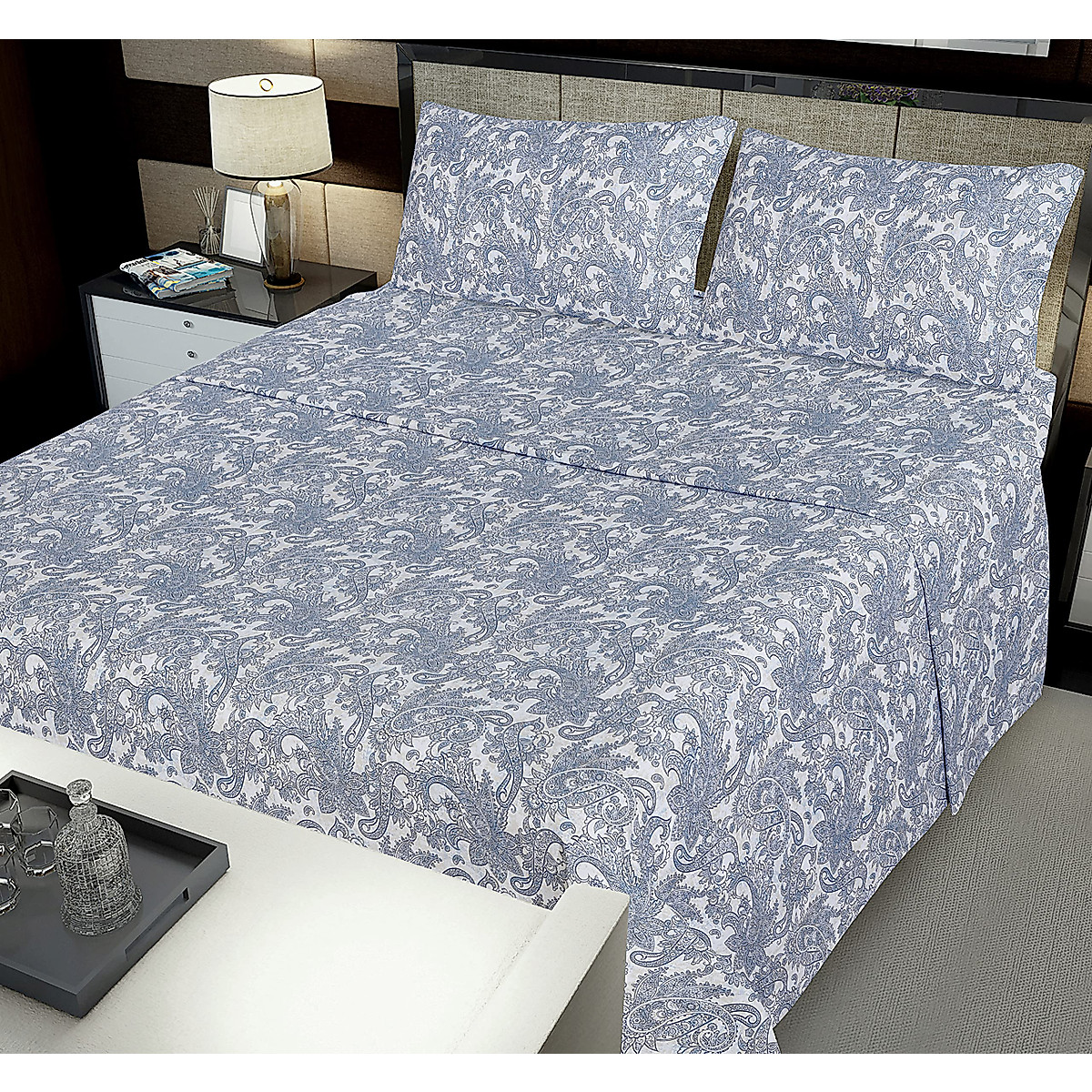 RUVANTI Flannel Sheets Full Size - 100% Cotton Brushed Flannel Bed Sheet Sets - Deep Pockets 16 Inches (fits up to 18") - All Seasons Breathable & Super Soft - Warm & Cozy - 4 Pcs - Aura