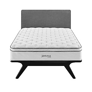 Modway Jenna 14” Innerspring and Memory Foam Queen Mattress With Individually Encased Coils, White