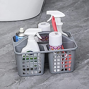 Andmey Cleanning Caddy Basket Plastic Storage Shower Caddy Bucket with Handle for Garden, Cleaning Supplies, Gray