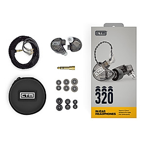 CTM CE320 Triple Driver in-Ear Monitor | Noise Isolating Professional Musician Wired in-Ear Monitor | Detachable Cable (Smoke)