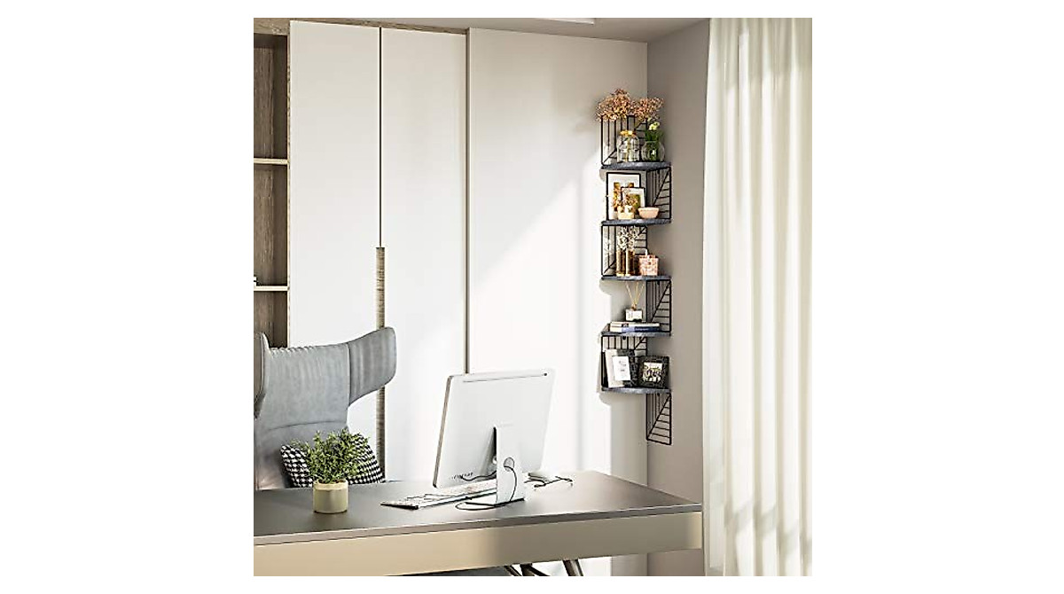 Love-KANKEI 5-Tier Rustic Corner Shelf for Any Room