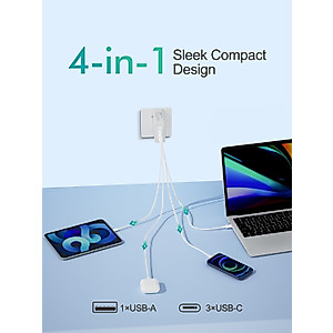 100W USB C Charger Block Mult Port, GaN Fast Charging Block for MacBook Pro/Air, Samsung Galaxy S23/S22,Note,Google Pixel,iPad,iPhone,Tablets,Laptop and More(Compact and Foldable Travel Wall Charger)