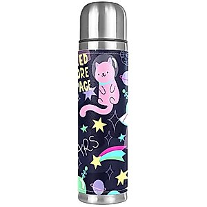 Cute Cat Need More Space Stainless Steel Water Bottle Leak-Proof, Double Walled Vacuum Insulated Flask Thermos Cup Travel Mug 17 OZ