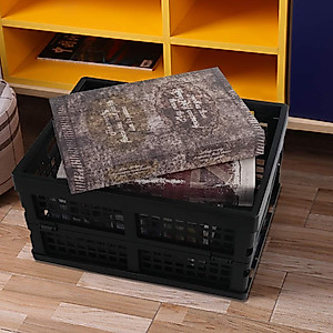 EudokkyNA 3-pack 15 Liter Collapsible Storage Basket Folding Crates, Black