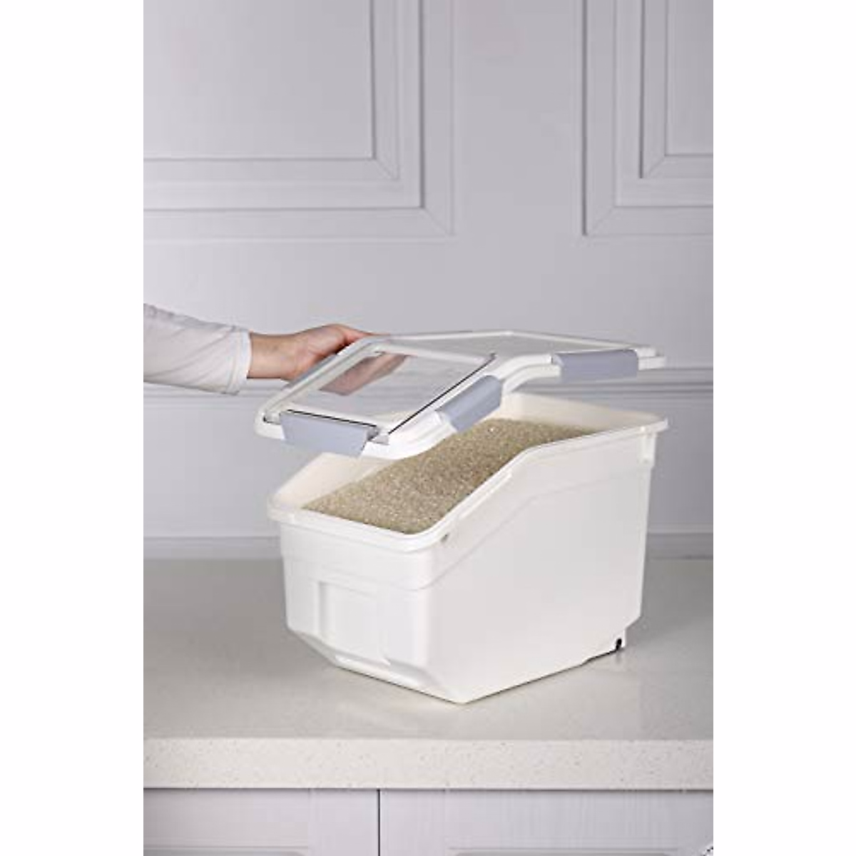 Grain Storage Container 20 lb (10 Liter) with Wheels Seal Locking Lid PP(Pack-2)