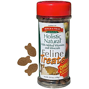 Bench & Field Holistic Natural Healthy Kitty Cat Treats | Crunchy Fish-Shaped Bites | Delicious Seafood Flavored Snack, 3-Ounce (Pack of 2 Bottles)