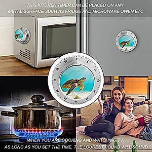 Kitchen Timer Blue Turtle Cooking Timer No Batteries Required Magnetic Countdown/Up Clock