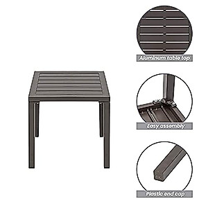 Crestlive Products Adjustable Outdoor Chaise Lounge Chair and Table Set, Aluminum Lounge Chairs Set, Five-Position Recliner, Curved Design, All Weather for Patio, Beach, Yard, Pool(Brown)