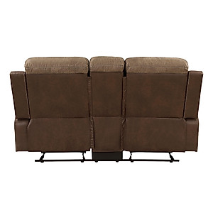 Lexicon Marianna Polished Microfiber Double Glider Reclining Loveseat, Brown