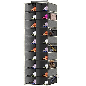 VERONLY 20 Section Hanging Shoe Organizer, Fabric Closet Hanging Shoe Storage Rack with 10 Side Pockets for Shoes, Hats, Handbags, Clothes (Black)