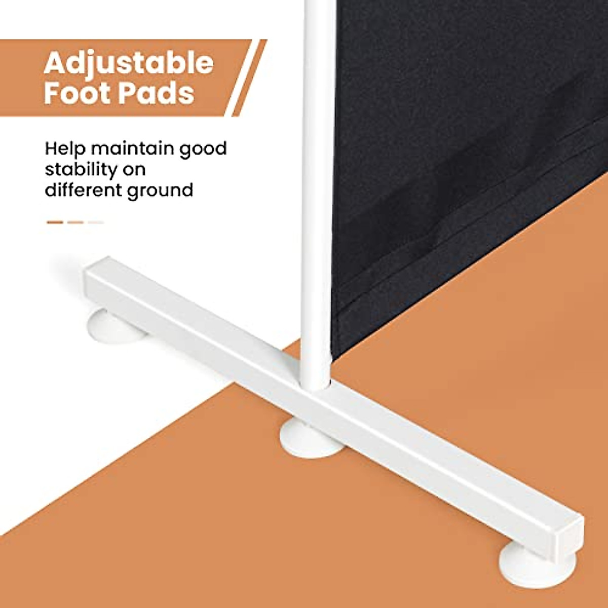 Nightcore 6 Ft Room Divider, 6 Panel Folding Wall Divider, Freestanding Partition with Adjustable Foot Pads, Perfect Privacy Screen for Home Office (Black)