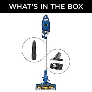 Shark HV343AMZ Rocket Corded Stick Vacuum with Self-Cleaning Brushroll, Lightweight & Maneuverable, Perfect for Pet Hair Pickup, Converts to a Hand Vacuum, with Crevice & Upholstery Tools, Blue/Silver