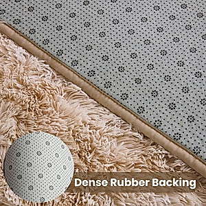 Calctic Fluffy 4x6 Shag Area Rug, Washable Tie-Dyed Beige Large Rug for Living Room and Bedroom, Soft Plush Faux Fur Carpet Ideal for Nursery Boys and Girls, Non-Slip Area Rug Perfect for Playroom