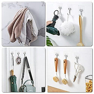 SZNKB Large Adhesive Hooks for Hanging Heavy Duty 22lbs, Transparent Waterproof Oil-Proof and Rustproof Wall Hooks, Towel and Coats Hooks for Bathroom,Kitchen Home and Office, 2 Pack