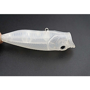 10PCS Unpainted Fishing Popperbait Blanks 8.3cm 11.6g with 6mm Free 3D Simulation Fishing Eye Popper Baits Artificial Blank Clear Hard Baits Trout Salmon Minnow Lure Crankbait Topwater Freshwater