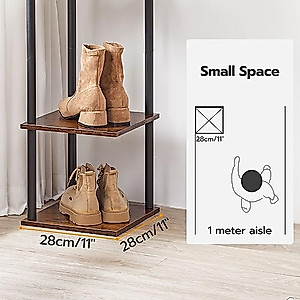 HOOBRO Vertical Shoe Rack for Small Space, 8-Tier Corner Shoe Rack, Wooden Shoe Storage Organizer, for Closet, Entryway, Hallway, Bedroom, No-Tool Assembly, Rustic Brown and Black BF22XJ01