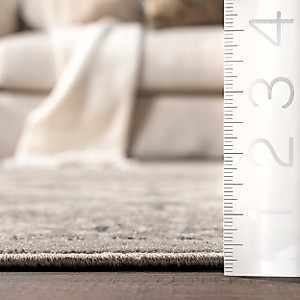 nuLOOM 2x10 Becca Traditional Tiled Area Rug, Taupe, Faded Transitional Design, Stain Resistant, For Bedroom, Dining Room, Living Room, Hallway, Office, Kitchen, Entryway