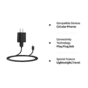 Dericam 5V 1A Micro USB Wall Charger, Android Charger Cable, 5 Volt 1000mA AC to DC Power Adapter for Charging of Android Smartphone/Kindle Fire, Security Camera, 5ft/1.5M Power Cord, US Plug(Black)