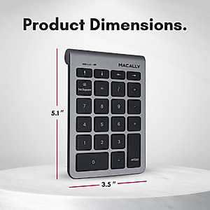 Macally 22 Keys Bluetooth Wireless Number Pad for Laptop and Desktop -10 Key Bluetooth Numeric Keypad with Arrow Keys for Easy Data Entry - Number Keypad for MacBook Pro Air, iMac, Apple, iPhone, iPad