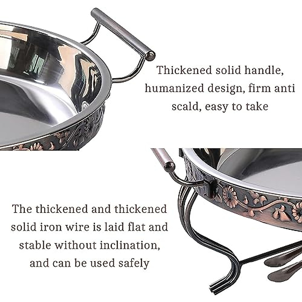 Stainless Steel Chafing Dish Alcohol Oven, Commercial Non Stick Grill Plate Barbecue Fondue Cookware, for Caterings Parties Buffet Server Warming Tray