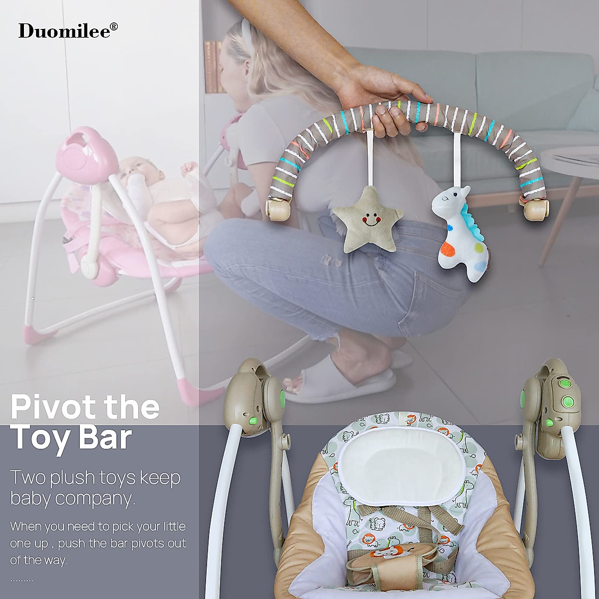 Baby Swings for Infants, Baby Swing Newborn, Baby Swing with Intelligent Music Vibration Box, Infant Swing Load Resistance: 6-25 lb, Applicable Object: 0-9 Months