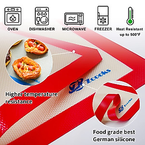 Zcooks Silicone Baking Mat Set 2 Half + 1 Quarter Sheets Non Stick Silicon Cookie Oven Liner Food Safe Baking Mat