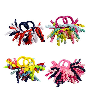 Pack of 18 Mix Color Boutique Girls' Curly Korker Bow Hair Ties