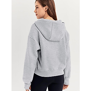 Trendy Queen Womens Hoodies Quarter Half Zip Pullover Oversized Sweatshirts Half With Pockets Fall Clothes GreyM