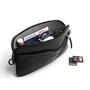 Moment Crossbody Wallet with Wrist and Neck Strap - Compact, Stylish Wallet for Everyday Essentials and Phones (Black Leather)