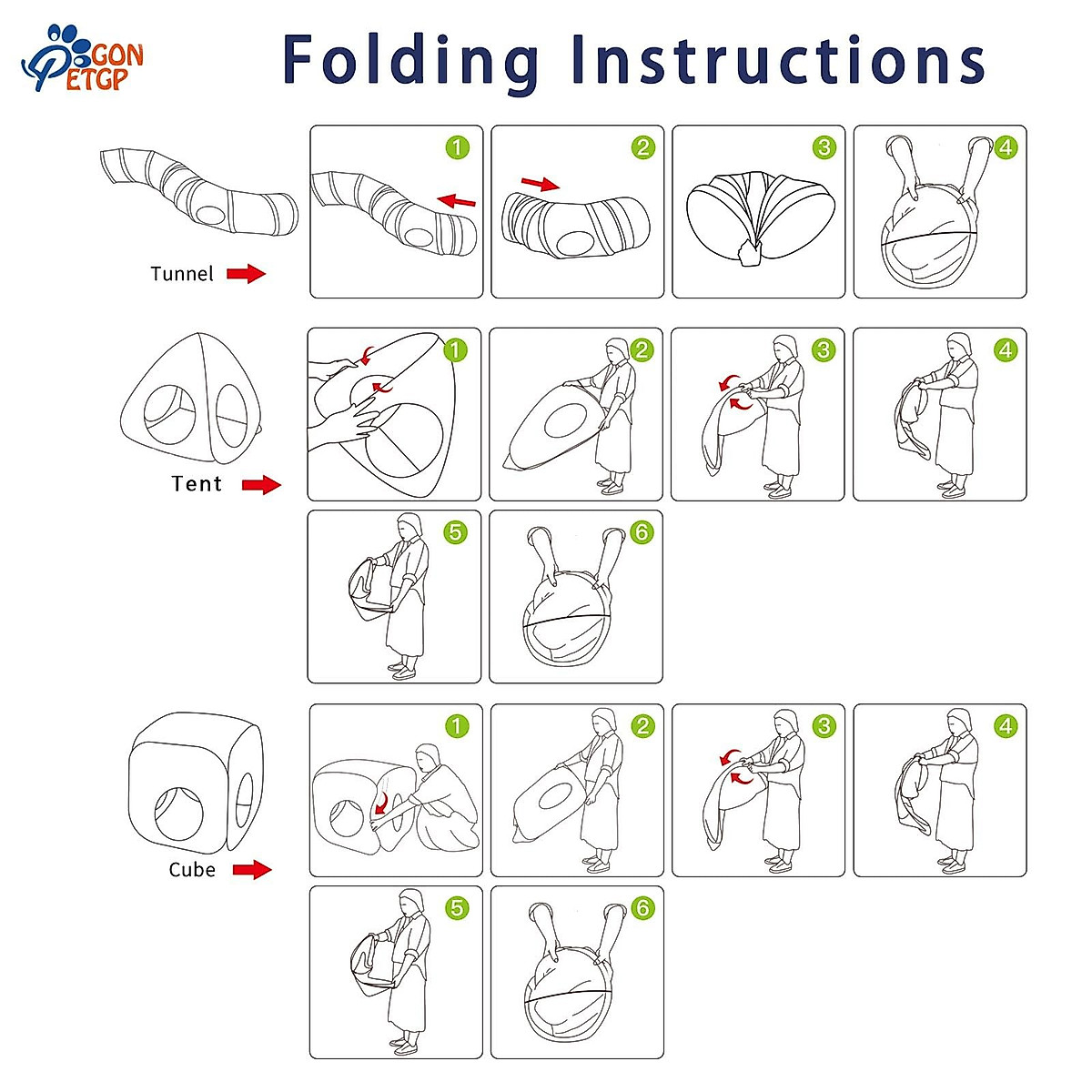 GONPETGP Cat Toys for Indoor Cats, Kitten Toys Set, Collapsible Pet Tunnel Cube Tent Toys, Interactive Cat Feather Teaser Wand Cat Bell Balls Fuzzy Ball Springs Mouse Toys for Cat Kitty (Rainbow)