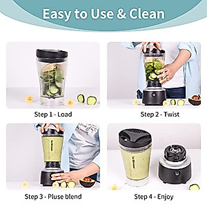 La Reveuse Personal Size Blender 250 Watts Power for Shakes Smoothies Seasonings Sauces with 15 oz Portable To Go Cup,BPA-Free