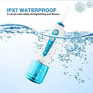 Binicare Water Flosser, Portable Oral Irrigator with 300ML Detachable Reservoir 5 Modes and 6 Jet Tips, Rechargeable & IPX7 Waterproof Water Flossers for Teeth Travel Home Office