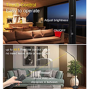 LED Floor Lamps Dimmable with Timer and Dimmer/Remote and Touch Control, 18W Bright Modern Standing Sofa Light, Adjustable Gooseneck Task Lighting for Reading Living Room Bedroom Office (Black)
