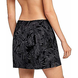 Speedo Womens Swim Skort (Speedo Black Leaf, X-Large)