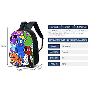 XYAM 3Pcs Anime Game Backpack Set with Keychain,16in 3D Printed Friend Cartoon Lunch Bag High Capacity Schoolbag. (B)