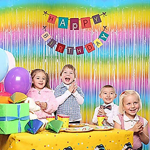 3 Pack Fringe Curtains Party Decorations,Tinsel Backdrop Curtains for Parties,Photo Booth Wedding Graduations Birthday Christmas Event Party Supplies (Macarone Rainbow