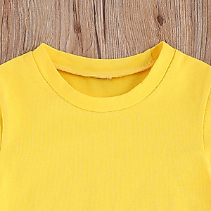 Toddler Baby Girls Boys Cartoons Cotton Basic T Shirts Tops Shorts Sleeve Tee Shirt Baby Summer Clothes (A Solid Yellow, 4-5T)
