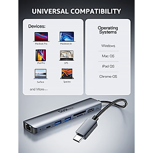 Bundle-2 Items: USB 3.1 USB C to USB Adapter Cable 5Gbps, 7-in-1 USB-C Hub Multiport Adapter 5Gbps Date Ports