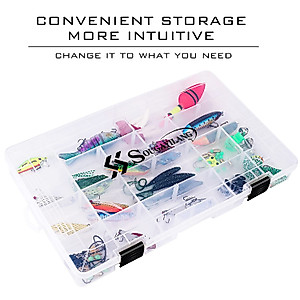 Sougayilang Fishing Tackle Boxes - 3600 3700 Plastic Storage Organizer Box with Removable Dividers - Fishing Tackle Storage - 4 Packs 3700 Transparent Tackle Trays