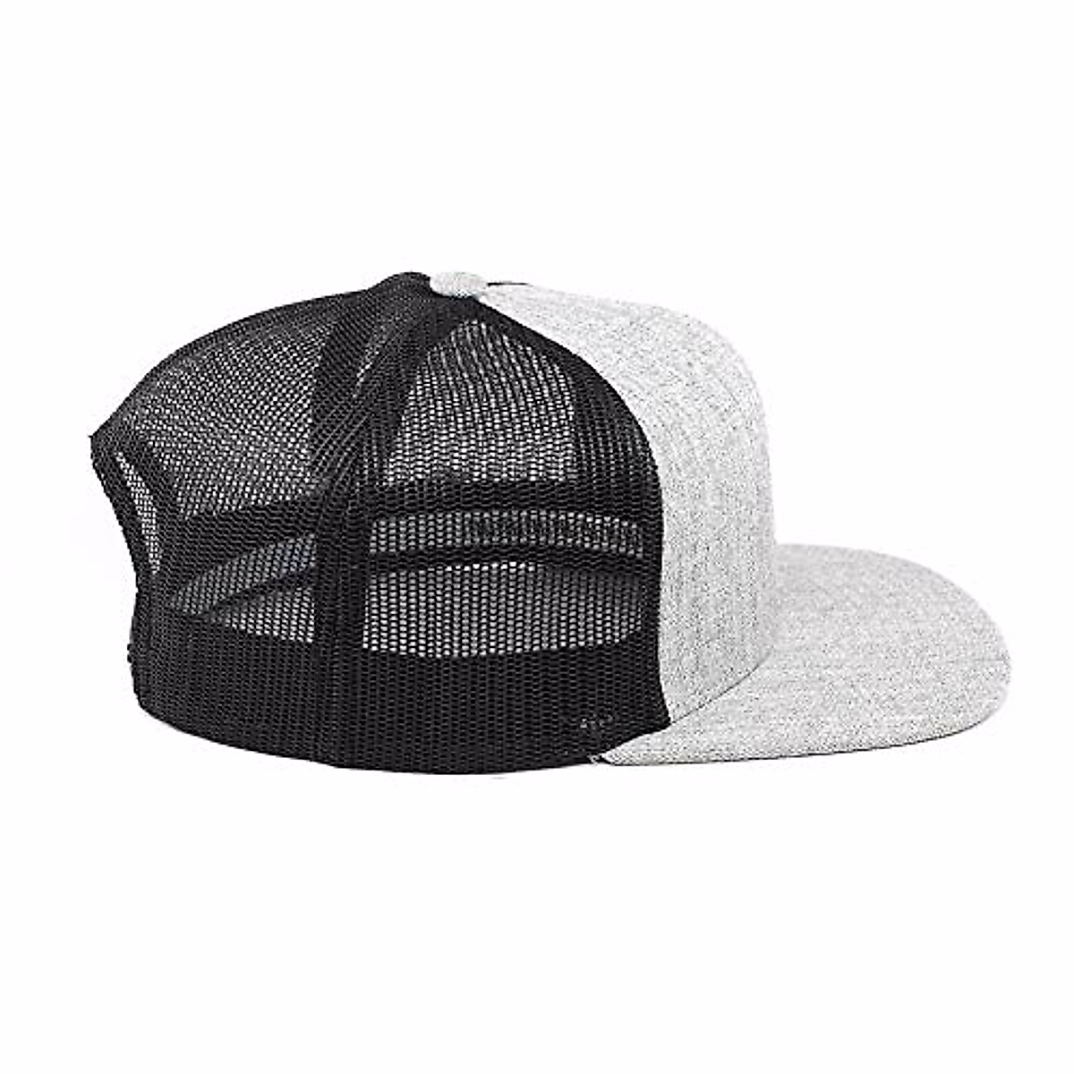 Branded Bills ‘The Salute' USA Flag Leather Patch Hat Flat Trucker - One Size Fits All (Heather Grey/Black)