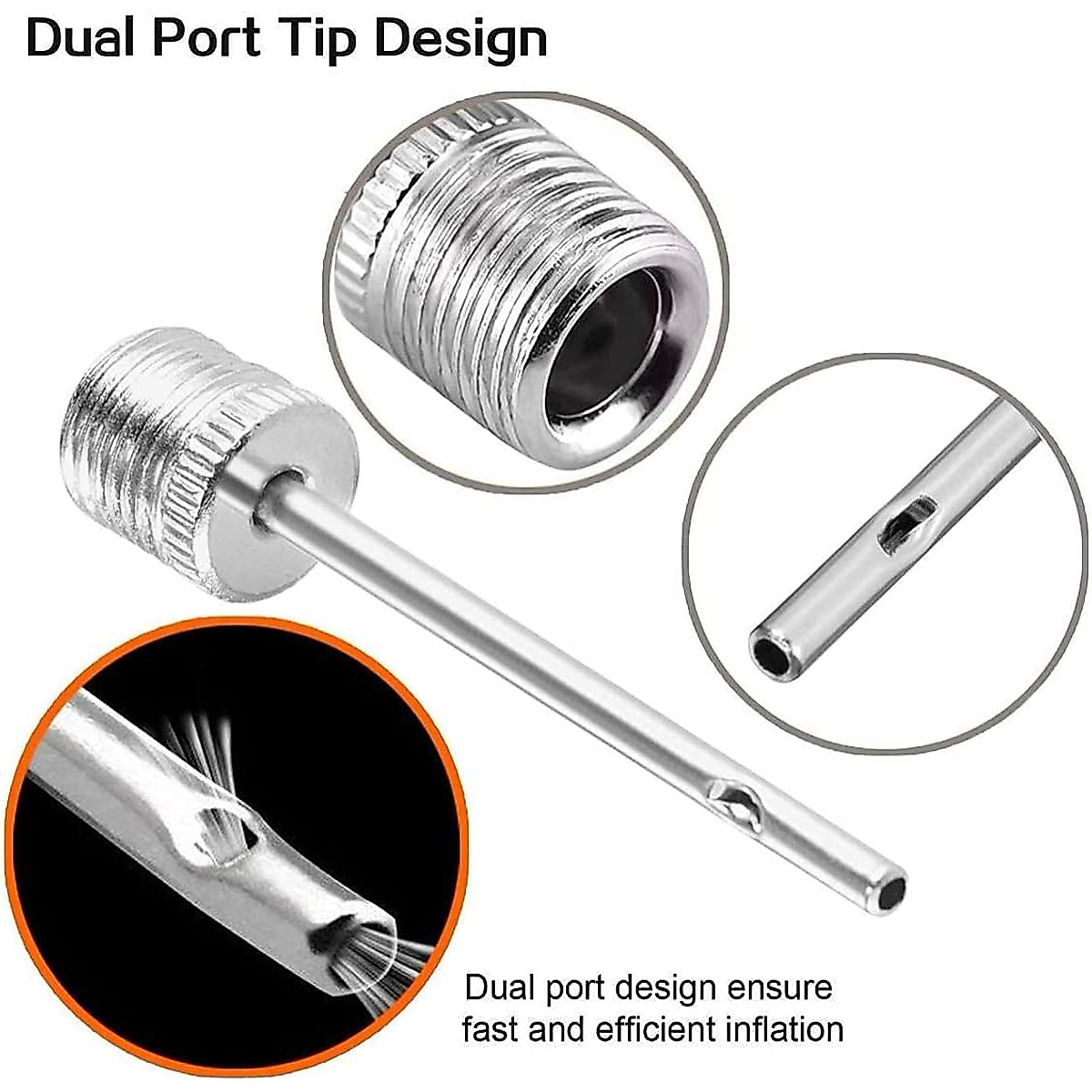 TONUNI Air Pump Needle for Dual-Port Inflation for Football Basketball Soccer Ball Volleyball Rugby Balls-12PACK