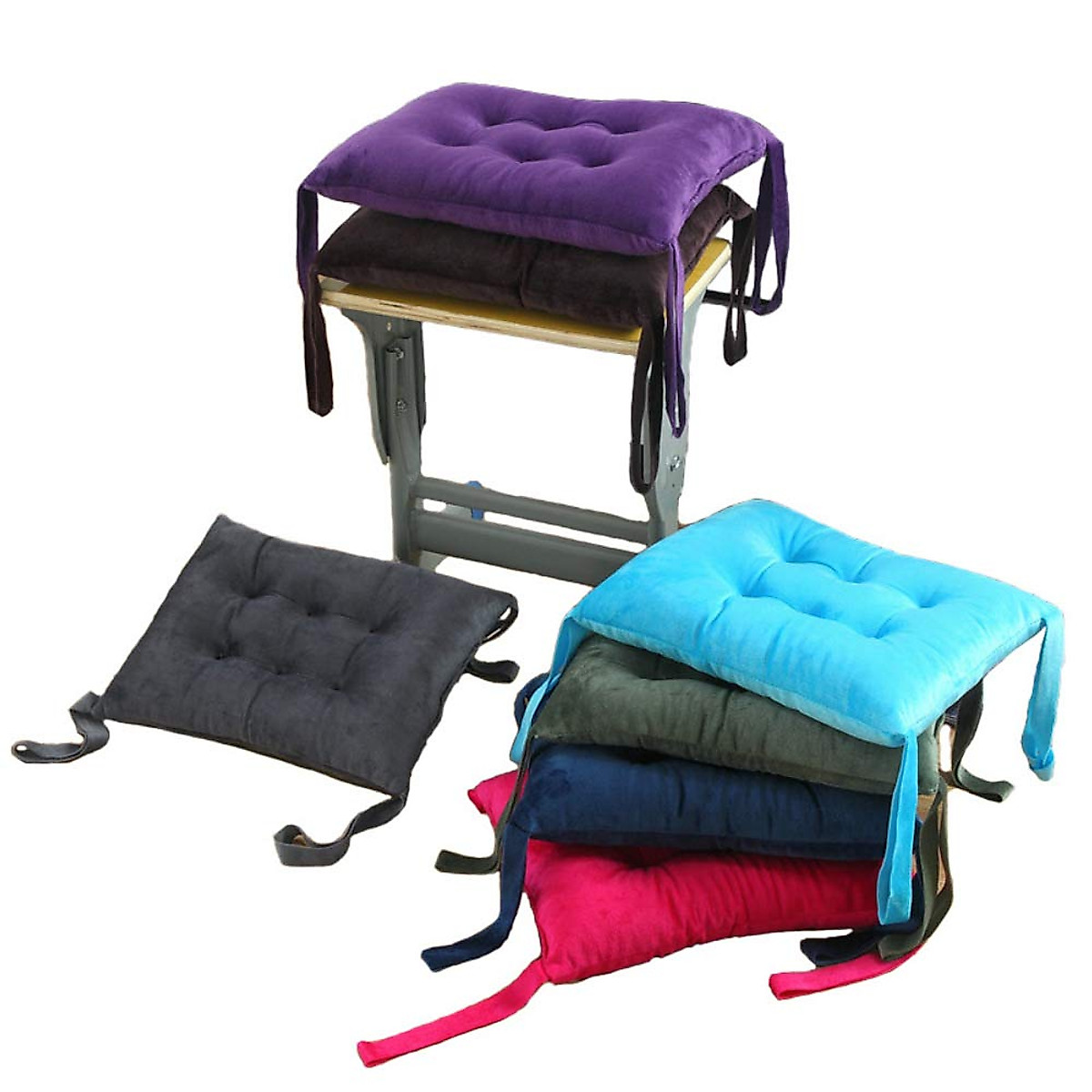 LOVEHOME Set of 2 Chair Pads,Rectangle Seat Cushion,Super Soft Bar Stool Square Seat Pads with Ties for Bar Stool Home School Office-f 35x38x5cm(14x15x2inch)