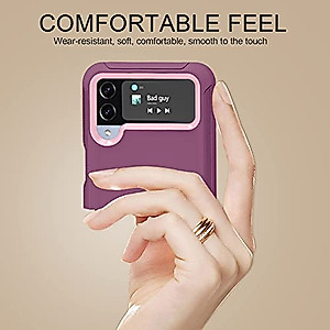 ONOLA Case with Belt Clip for Samsung Galaxy Z Flip 4 Case with Clear Lens Camera Protector, [Kickstand] Military-Grade Dual Layer Heavy Duty Cover for Samsung Z Flip 4 (WineRed Pink)