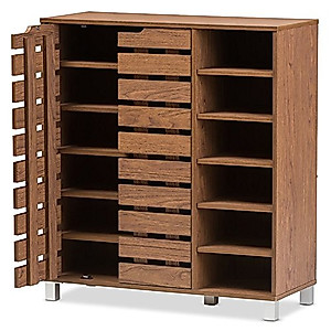 Hawthorne Collections Modern Contemporary 2 Door Wood Shoe Storage Cabinet in Walnut