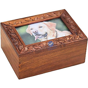 Wooden Photo Urn Box for Cat and Dog Ashes |Wood Cremation Urns for Pet Ashes | Funeral Urns | Decorative Urns | Burial Urns ((A))