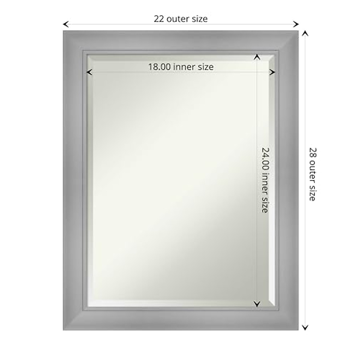 Amanti Art Bathroom Mirror, Flair Polished Nickel Wall Mirror for use as Bathroom Vanity Mirror Over Sink (28 x 22 in.) Beveled Mirror, Silver Mirror, Casual Mirror from WI, USA