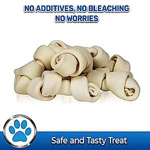 PET MAGASIN Natural Rawhide Bones Chewing Dog Treats, 10-Pack (Small (4-5 Inch))