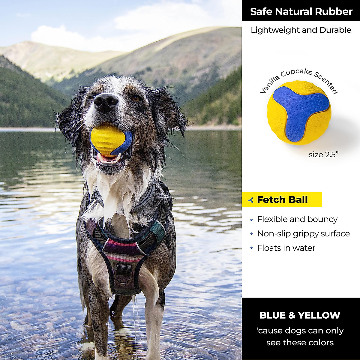 BULLTUG - Chew Ring & Fetch Ball Combo for Aggressive Chewers | Heavy-Duty, Ultra-Durable Natural Rubber, Tough Dog Toys for Medium to Large Breeds